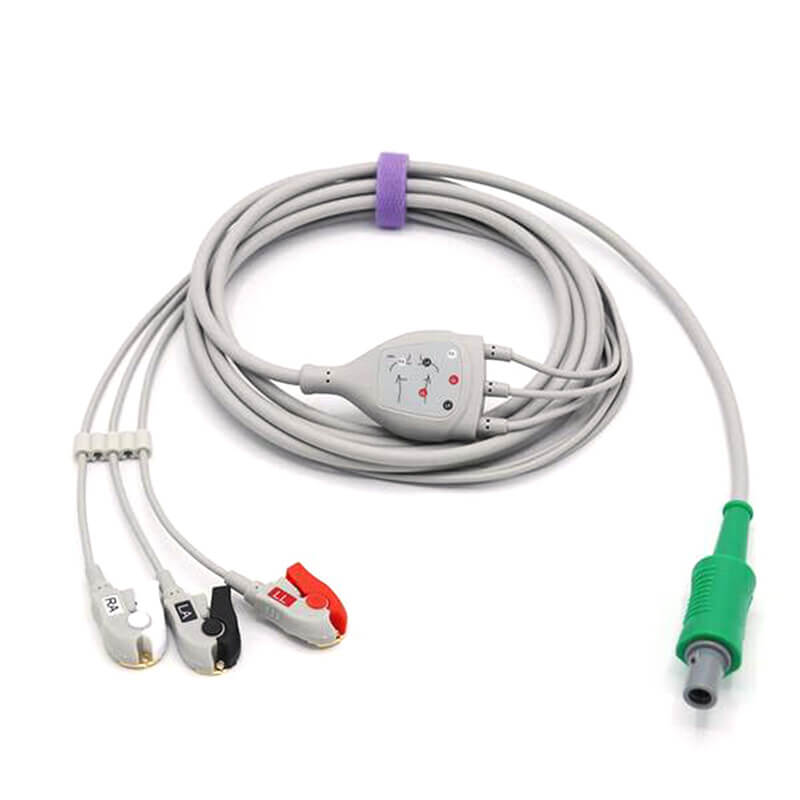Competible Mediana ECG cable 3 LeadsWires AHA Pinch/Grabber connector ...