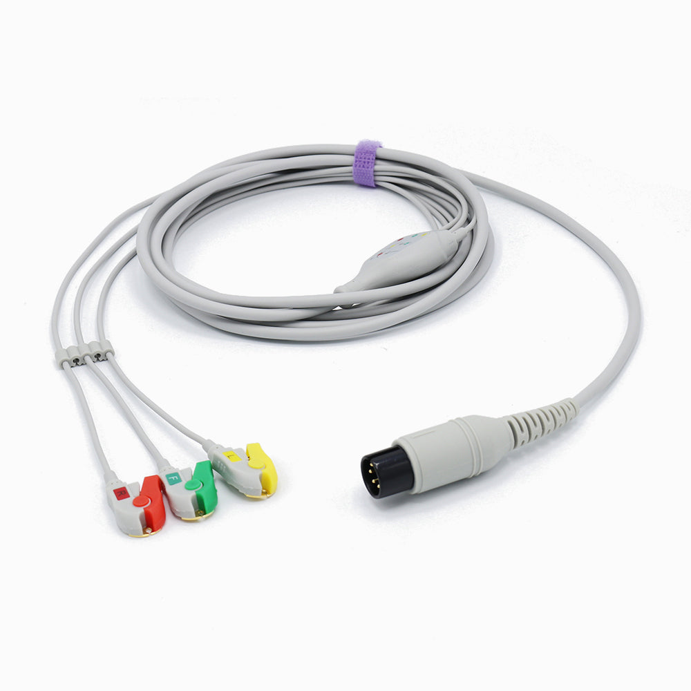 Compatible Mindray ECG Cable 3 Leadwires 6Pin Pinch/Grabber IEC Europe ...