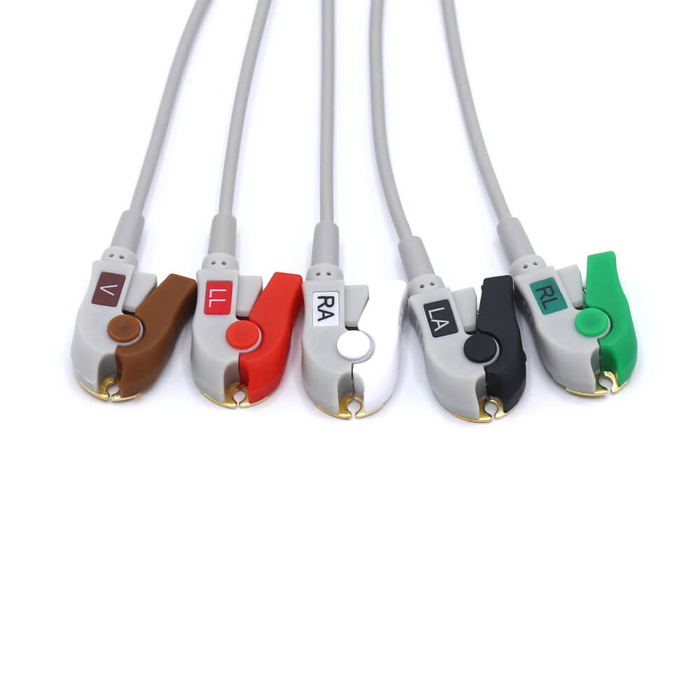 Compatible Philips M1968A 989803125841 ECG 5 Leadwires AHA Pinch/Grabb ...