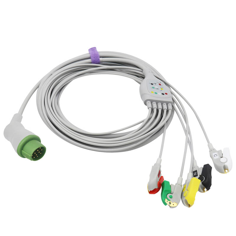 Compatible Fukuda Denshi ECG Cable 5 Leads Wires IEC European Standard ...
