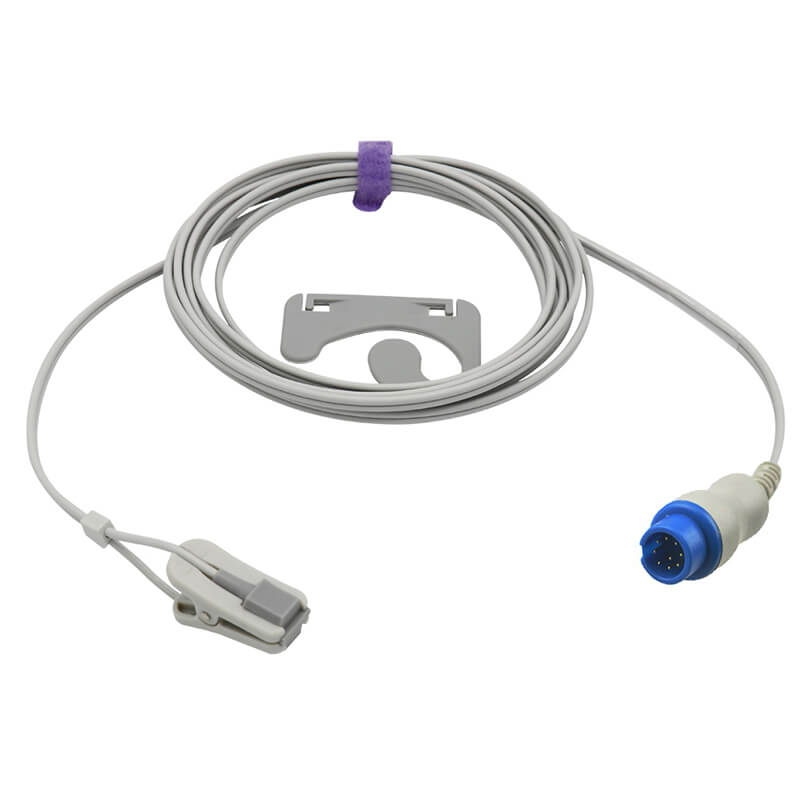 Compatible Biolight SpO2 Sensor Adult Ear Clip 9.8 ft 9 Pin Connector ...